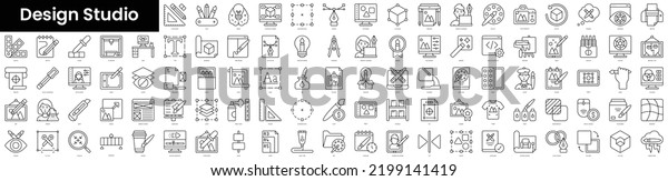 Set Outline Design Studio Icons Minimalist Stock Vector (Royalty Free ...