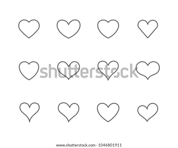 Set Outline Different Heart Icons Resizable Stock Vector (Royalty Free ...