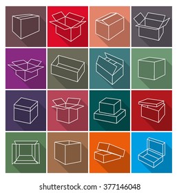 Set Thin Line Outline Packing Box Stock Vector (Royalty Free) 376758949 ...