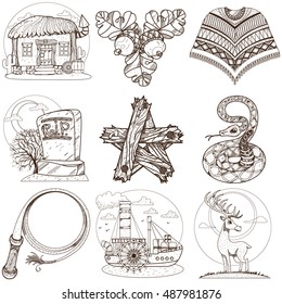 Set Outline Illustrations On Theme Wild Stock Vector (Royalty Free ...