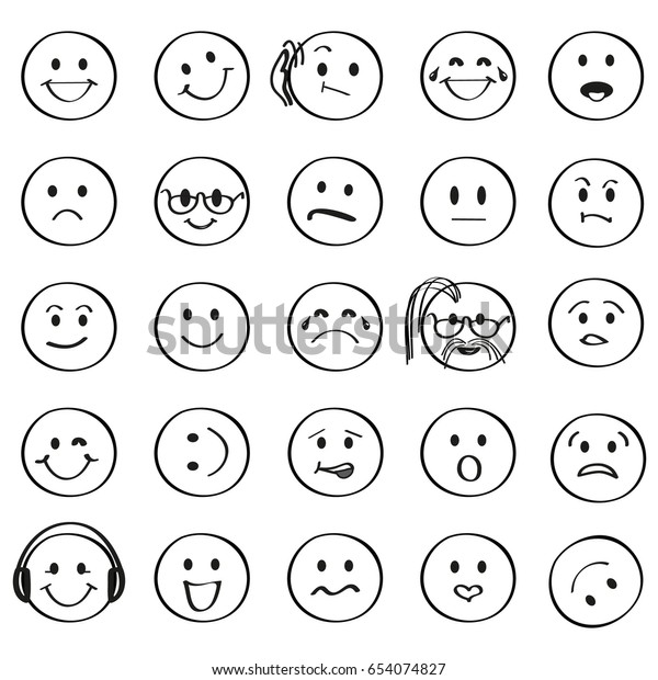 Set Outline Smiley Faces Icons Different Stock Vector (Royalty Free ...