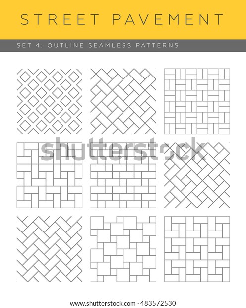 Set Outline Street Pavement Seamless Patterns Stock Vector (Royalty ...
