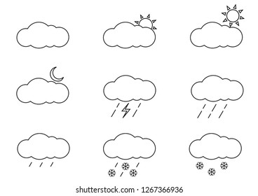 Set Outline Vector Weather Icons On Stock Vector (Royalty Free) 1267366936