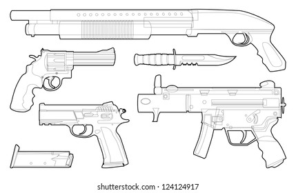 Outline guns Stock Illustrations, Images & Vectors | Shutterstock