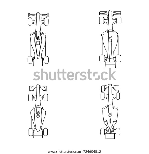 Set Outlines Racing Cars Vector Illustration Stock Vector (Royalty Free ...
