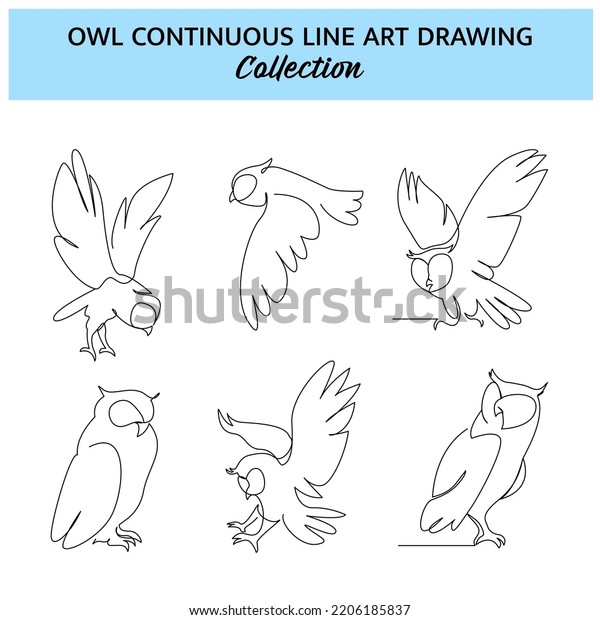 Set Owl One Continuous Line Drawing Stock Vector (Royalty Free ...