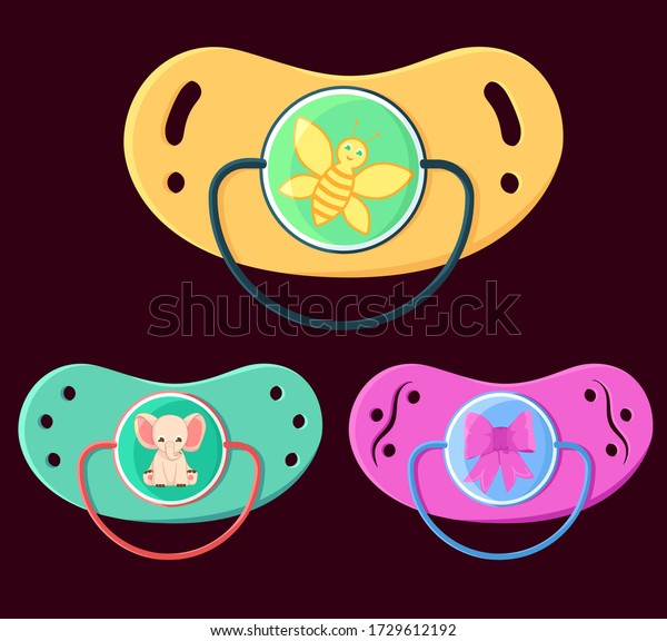 Set Pacifier Vector Illustration Child Set Stock Vector (Royalty Free ...