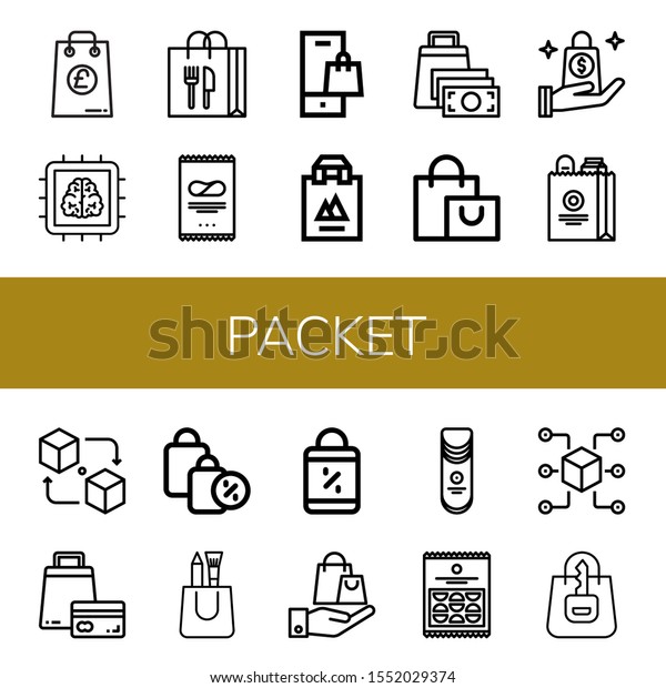 Set Packet Icons Such Shopping Bag Stock Vector (Royalty Free) 1552029374