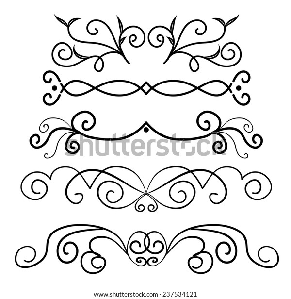 Set Page Decoration Line Drawing Design Stock Vector (Royalty Free ...