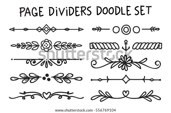 Set Page Divider Doodle Style Stock Vector (Royalty Free) 556769104