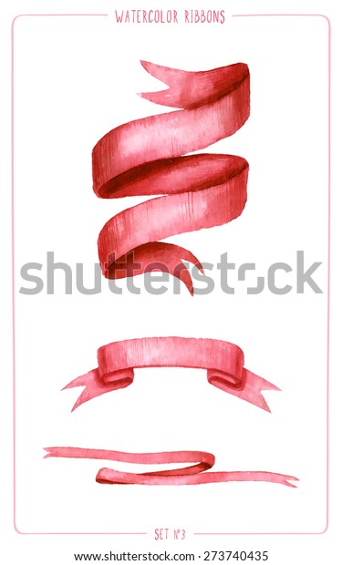 Set Painted Watercolor Ribbons Vectorized Watercolor Stock Vector ...