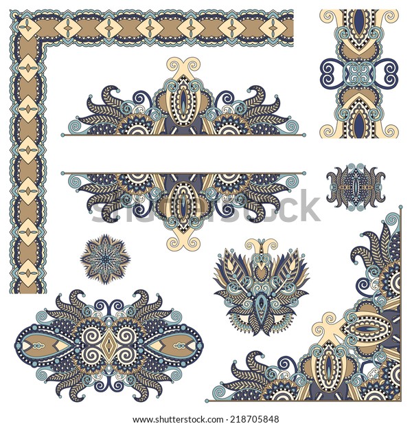 Set Paisley Floral Design Elements Page Stock Vector (Royalty Free ...
