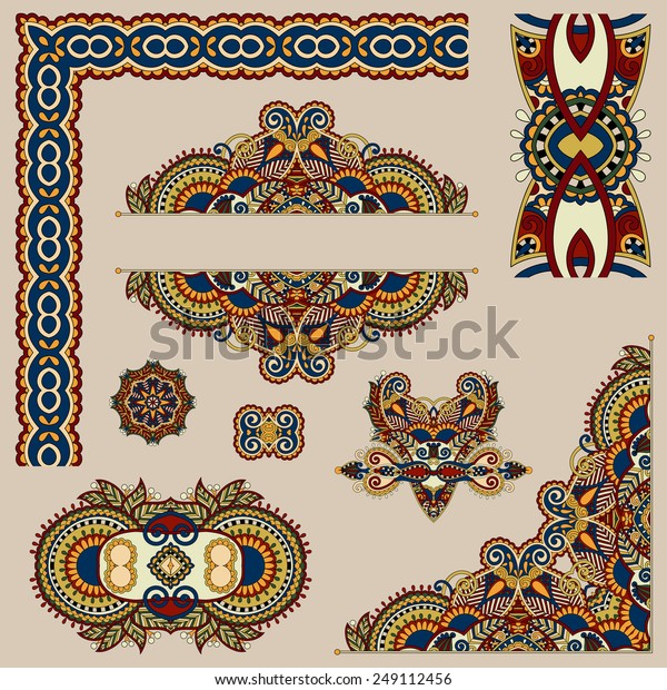 Set Paisley Floral Design Elements Page Stock Vector (Royalty Free ...