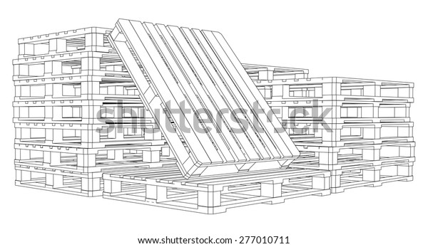 Set Pallets Sketch On Isolated White Stock Vector (Royalty Free ...
