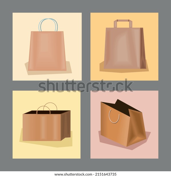 Set Paper Bag Concept Stock Vector (Royalty Free) 2151643735 | Shutterstock