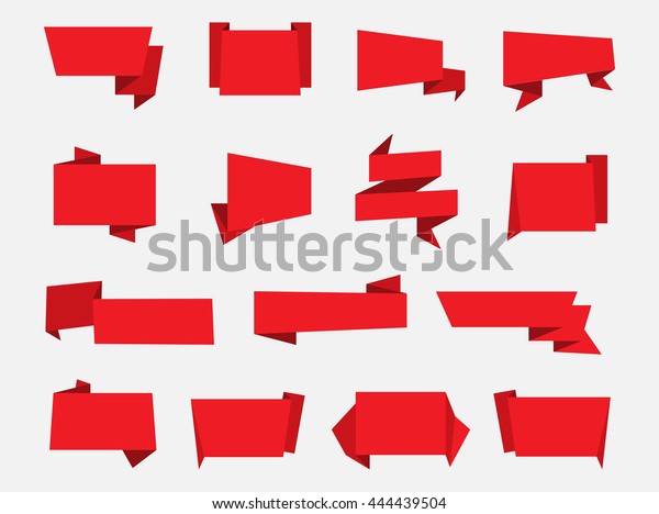 Set Paper Bannersorigami Bannersvector Illustration Stock Vector