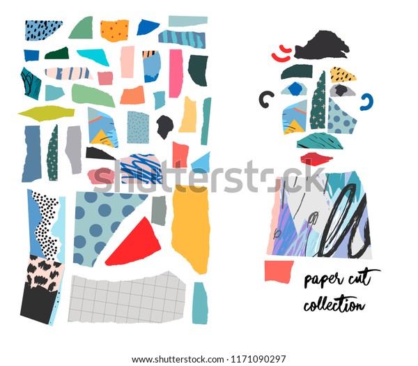 Set Paper Cut Pieces Different Shapes Stock Vector (Royalty Free ...