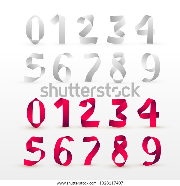 Set Paper Folding Numbers White Red Stock Vector (Royalty Free ...