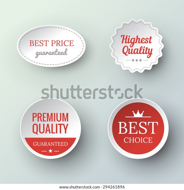 Set Paper Premium Quality Guarantee Labels Stock Vector (Royalty Free ...