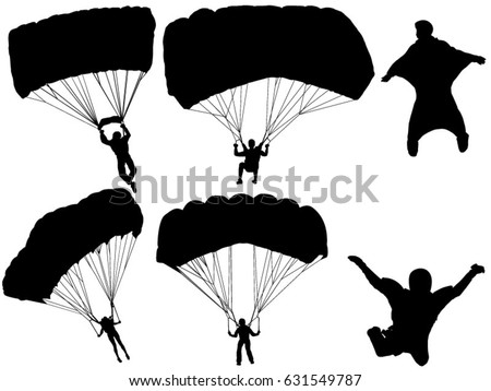 Set Parachute Silhouette Stock Vector (Royalty Free) 631549787 - Shutterstock