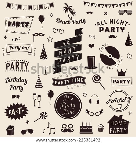 Set Party Icons Vector Signs Symbols Stock Vector (Royalty Free ...