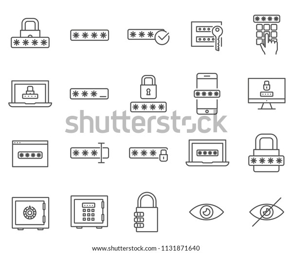Set Password Related Vector Line Icons Stock Vector (Royalty Free ...