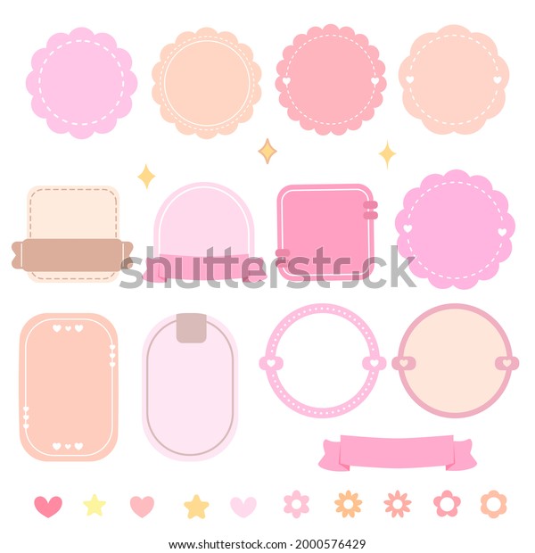Set Pastel Labelsframe Stickers Badges Ribbons Stock Vector (Royalty ...