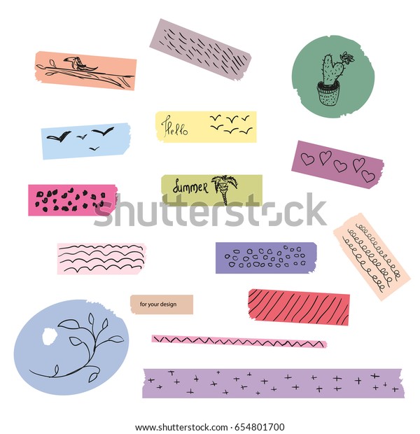 Set Pastel Stickers Worn Out Texture Stock Vector (Royalty Free ...