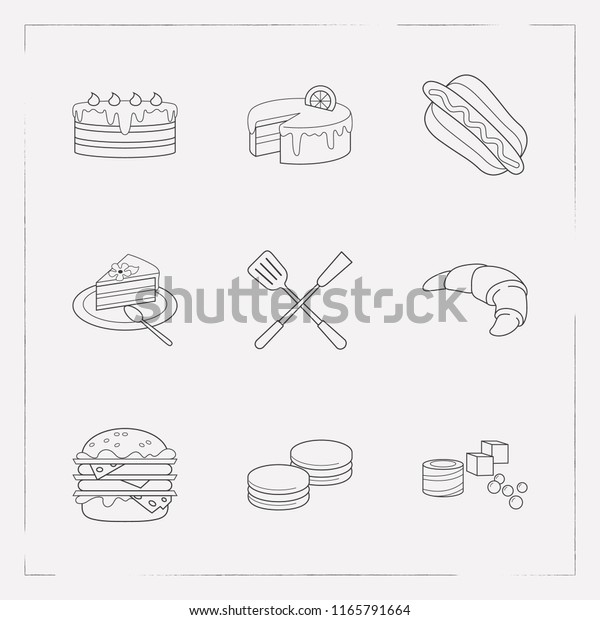 Set Pastry Icons Line Style Symbols Stock Vector (Royalty Free ...