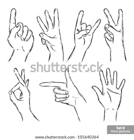 Set Paths Drawing Hand Gestures Vector Stock Vector (Royalty Free ...