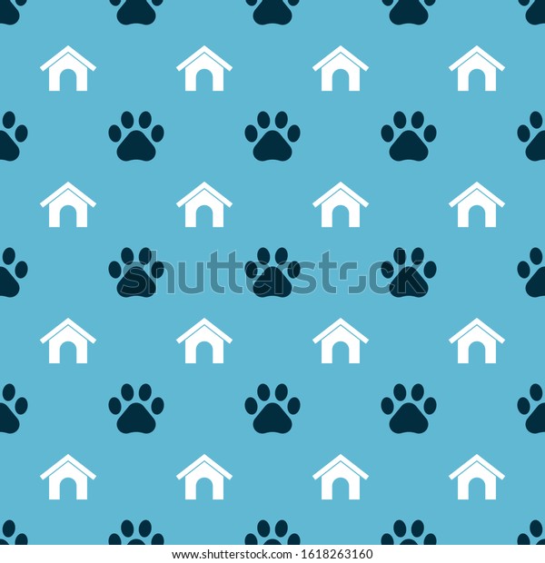 Set Paw Print Dog House On Stock Vector (Royalty Free) 1618263160 ...