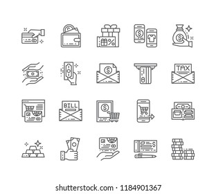 Set Payment Outline Icons Isolated On Stock Vector (Royalty Free ...