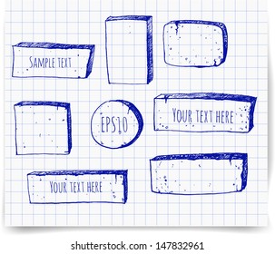 Set Pen Sketch Banners Vector Illustration Stock Vector (Royalty Free ...