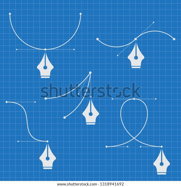 Set Pen Tool Cursors Curve Control Stock Vector (Royalty Free ...