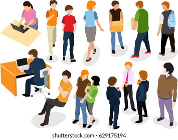 Set People By Flat Design Isolated Stock Vector (Royalty Free ...