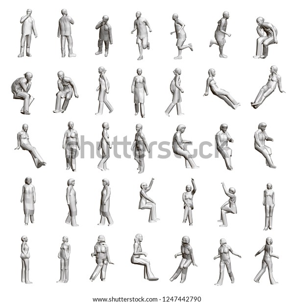 Set People Different Positions 3d Models: เวกเตอร์สต็อก (ปลอดค่า ...
