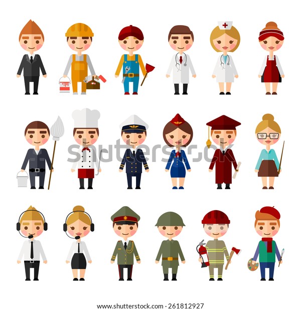 Set of people of different professions. Set of people of different professions.
