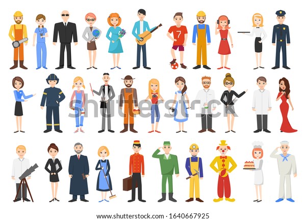 Set People Different Professions Isolated On Stock Vector (Royalty Free ...