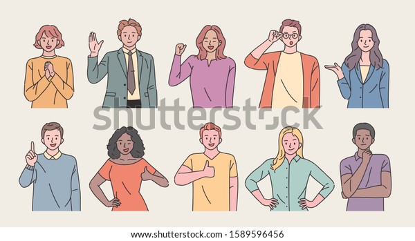 Set People Different Races Taking Various 스톡 벡터(로열티 프리) 1589596456