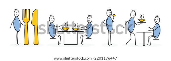 Set People Eating Symbol Containing Stickman Stock Vector (Royalty Free ...