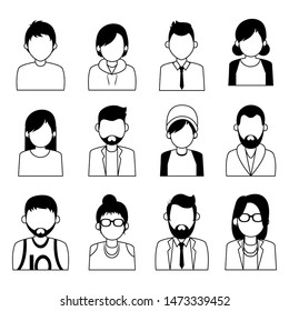 Set People Faceless Characters Icons Vector: vector de stock (libre de ...