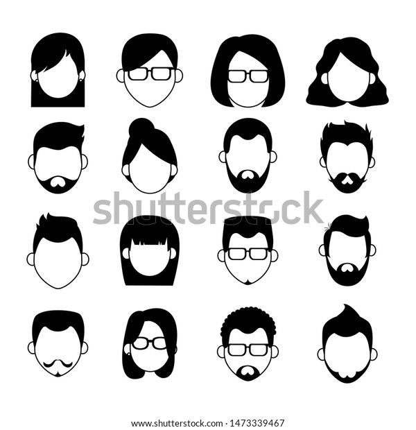 Conjunto de personajes sin rostro iconos , ilustración vectorial.