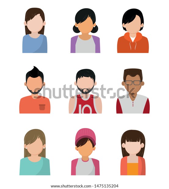 Set People Faceless Characters Icons Vector Stock Vector (Royalty Free ...