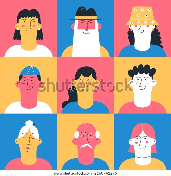Set People Faces Different Age Flat Stock Vector (Royalty Free ...