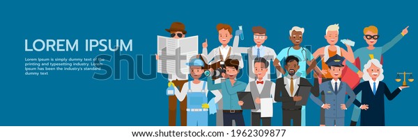 Set People Group Different Job Occupations Stock Vector (Royalty Free ...