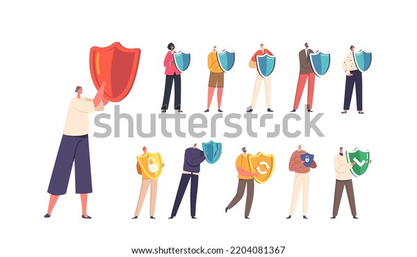 Set People Holding Shields Men Women Stock Vector (Royalty Free ...