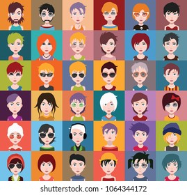 Large Set People Avatars Flat Style Stock Vector (Royalty Free) 1576018849