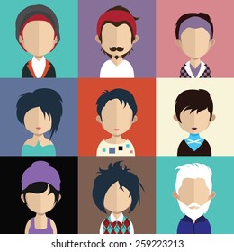 Set People Faceless Characters Icons Vector: стоковая векторная графика ...