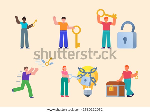 Set People Pose Keys Find Key Stock Vector (Royalty Free) 1580112052 ...