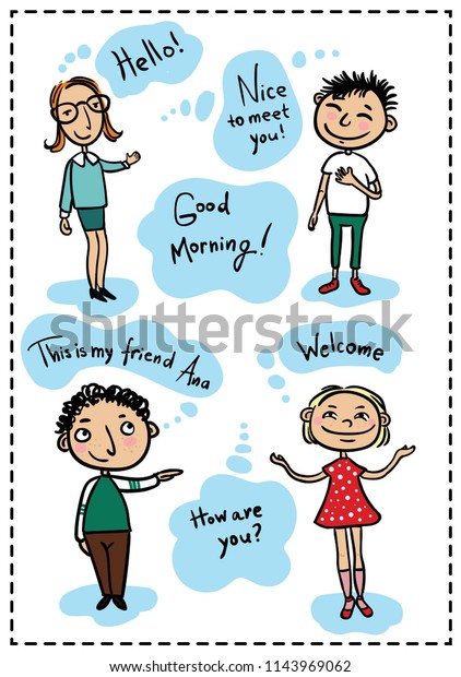 Set People Saying Hello Greetings Vector Stock Vector (Royalty Free ...